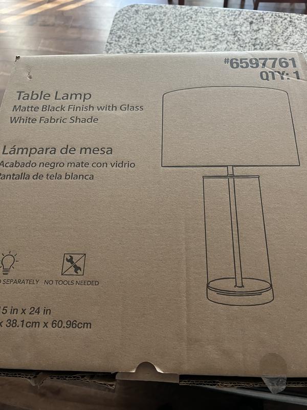 allen + roth 24-in Matte Black On/Off switch Table Lamp with Linen ...