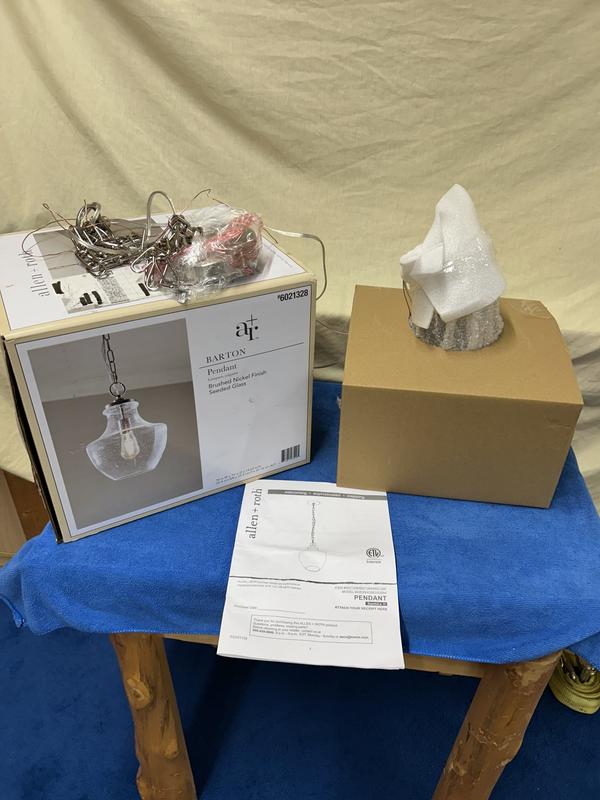 allen + roth Barton 1 -Light Brushed Nickel Transitional Seeded glass ...