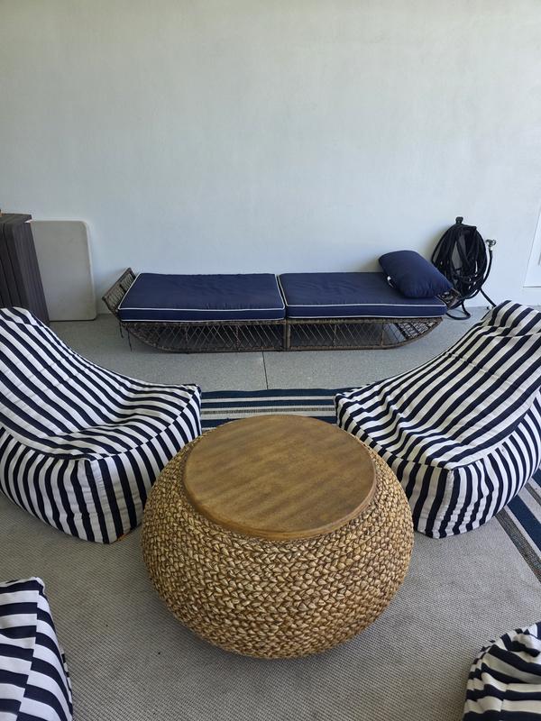 MPG Planters Faux Braided Rope and Faux Bois Top Coffee Table Round N ...