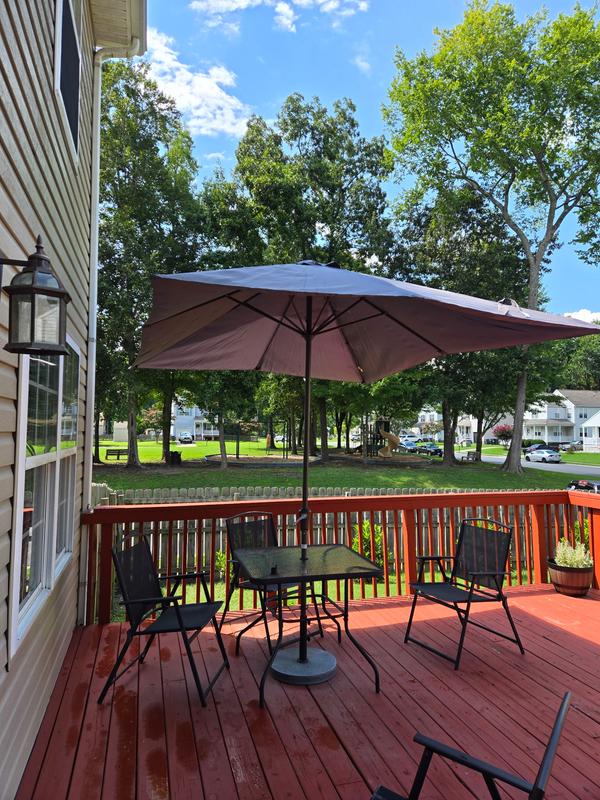 VOUA 10-ft Iron Beige No-tilt Market Patio Umbrella in the Patio ...