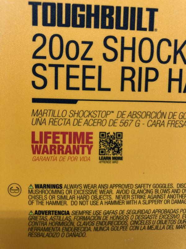 TOUGHBUILT ShockStop 24-oz Milled Face Steel Head Rubber Rip Framing ...