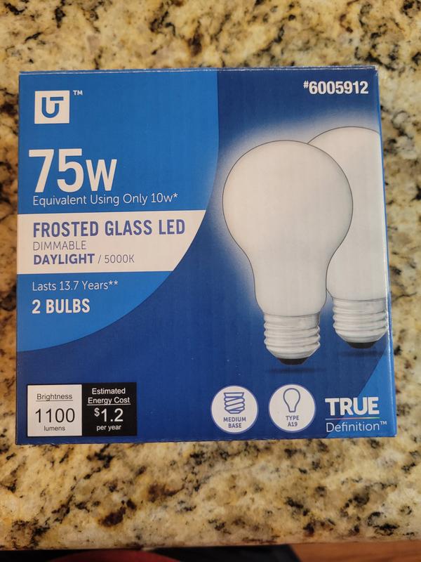 Utilitech 75 -Watt EQ A19 Daylight Screw bases Dimmable LED General purpose Light Bulb 2 -Pack ...