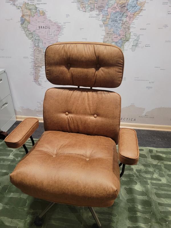 Ovios High Backrest Ergonomic Design Office Chair (PU Fabric Dark Brown ...