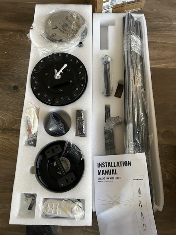SILJOY 84-in Industrial Black Ceiling Fan with Integrated LED Light (8 ...