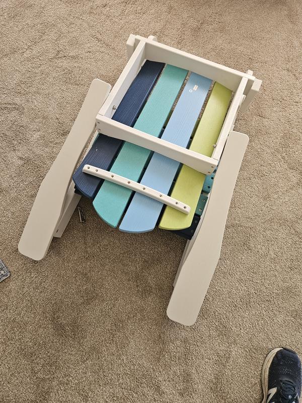 JEAREY Adirondack Chair for Kids White/Blue HDPE Frame Stationary ...