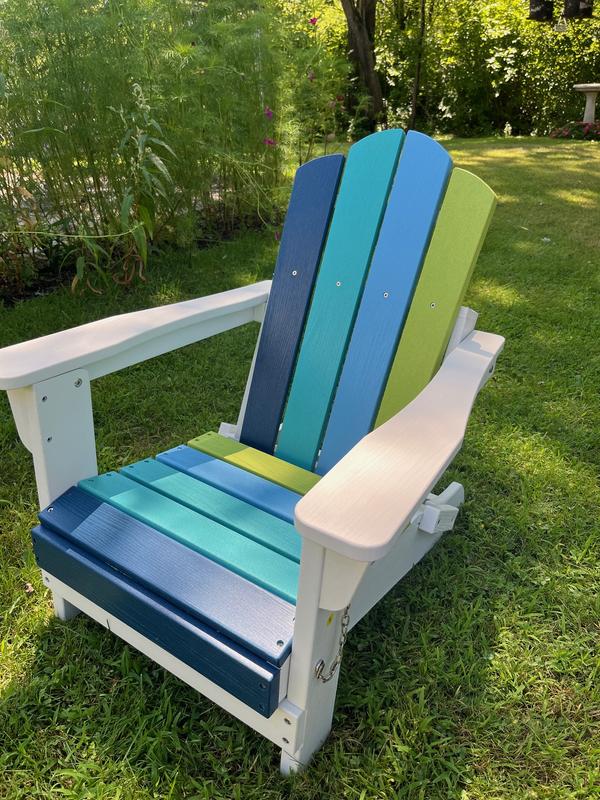VOUA HDPE Folding Adirondack Chair Stackable Chair with Slat Seat ...