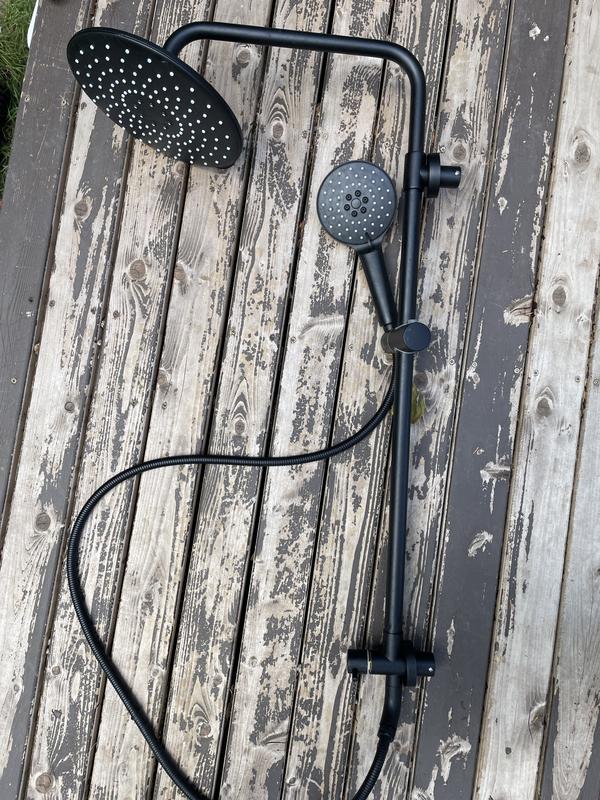 CASAINC Matte Black 10-in Waterfall Dual Head Built-In Shower Faucet ...