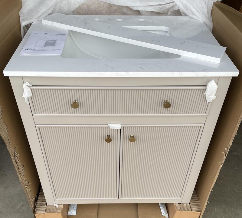 allen + roth Sandbanks 30-in Greige Undermount Single Sink Bathroom ...