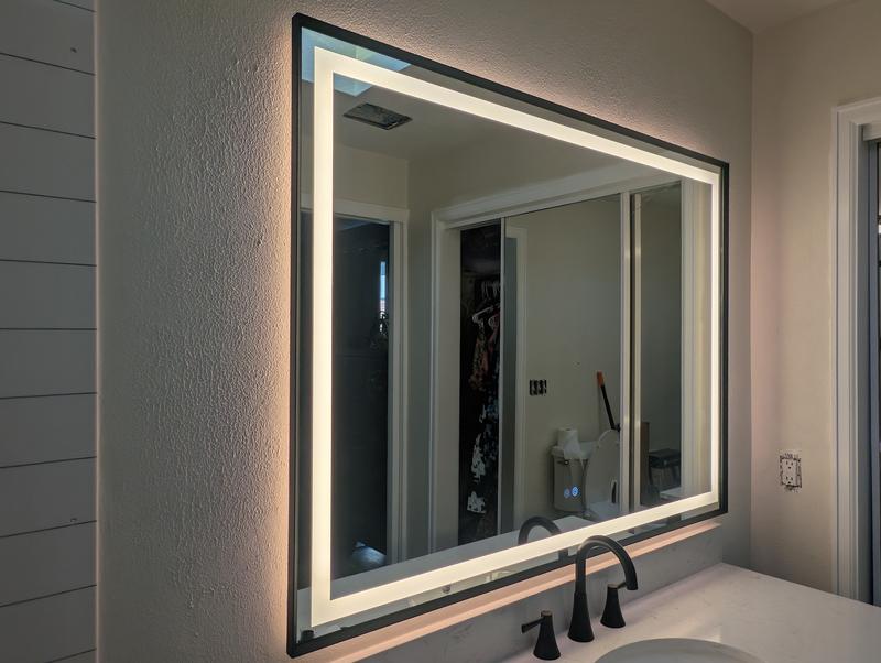 TETOTE 60x30 Inch Brushed Gold Beveled Framed Rectangle Dimmable LED ...