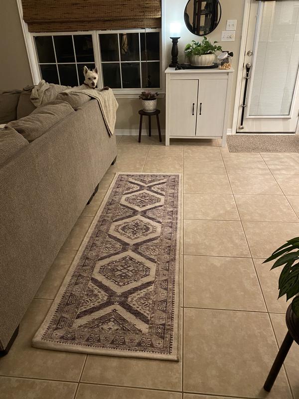 allen + roth 2 X 7 (ft) Grey Brown Indoor Distressed/Overdyed Machine ...