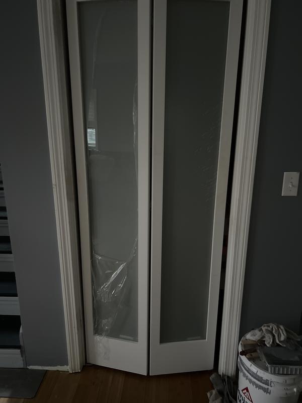 EightDoors 24-in x 80-in White primed 1-panel Frosted glass Smooth ...