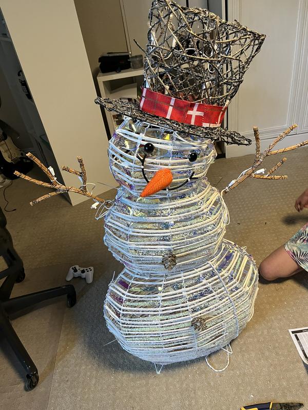 Holiday Living 4-ft LED White Rattan Snowman Decoration W12L1039 at ...