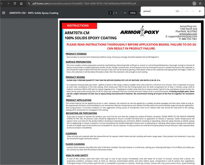 Armorpoxy 100% Solids Epoxy 2-part Clear Gloss Concrete and Garage ...