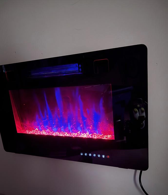 EdenDirect 42-in W Black LED Wall-mount Electric Fireplace with Remote ...