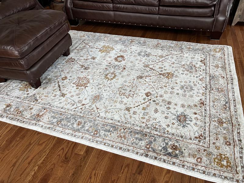 allen + roth with STAINMASTER Camille Border 8 X 10 (ft) Beige Indoor ...