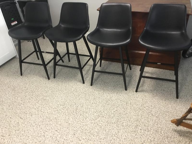 LUE BONA Gray 24-in H Counter height Upholstered Metal Bar Stool 4 ...