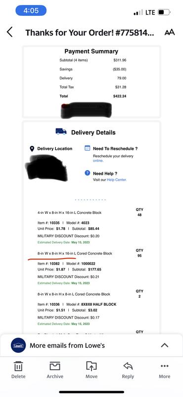 Longleaf Packaging 4.0-in W x 8.0-in H x 16.0-in L Cored Concrete Block ...