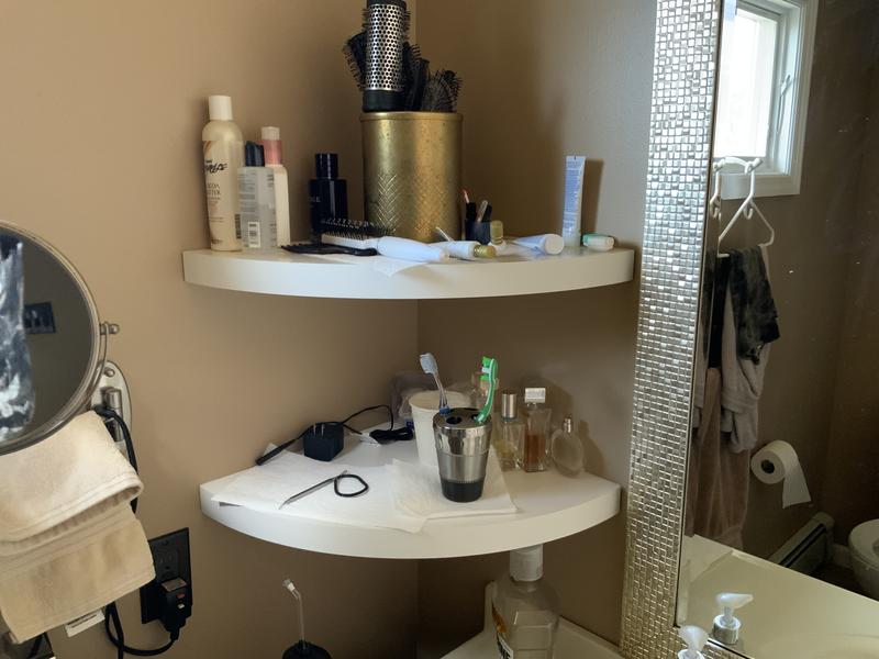 allen + roth 15.7-in D x 15.7-in L White MDF Angular Corner Floating ...