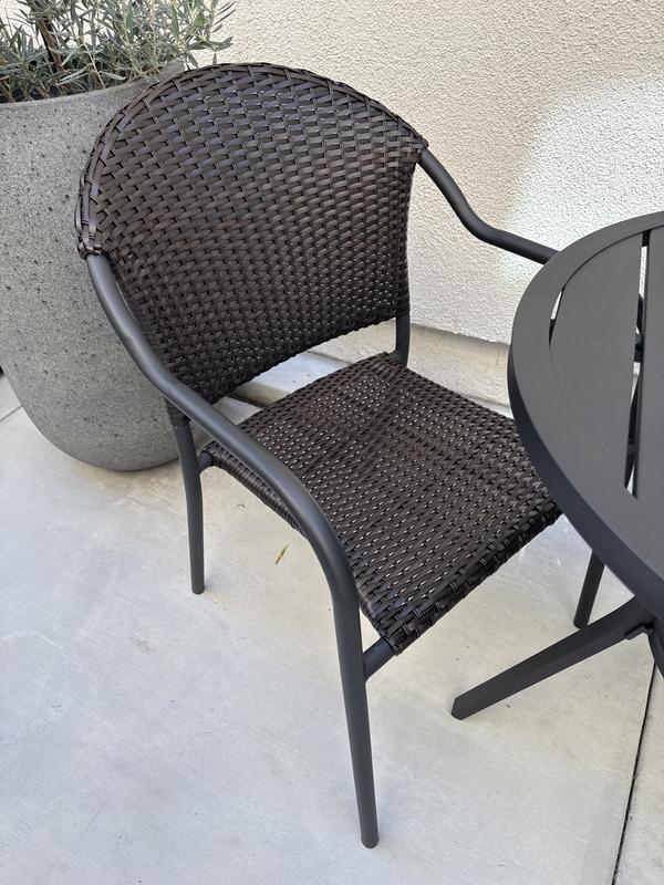 Style Selections Pelham Bay Wicker Stackable Matte black Steel Frame ...
