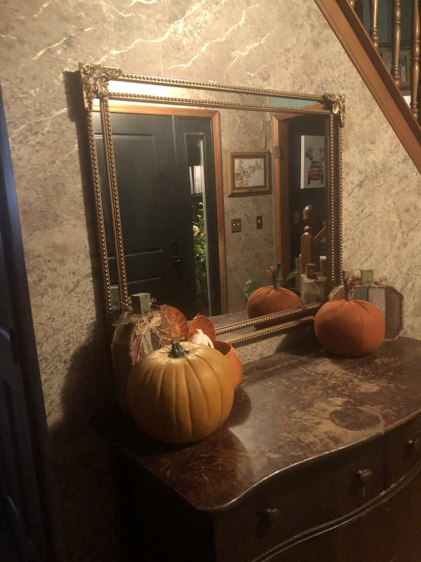 Keonjinn Decorative Mirror 30-in W x 36-in H Rectangle Distressed Gold ...