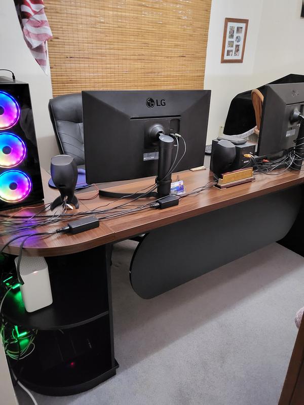 Tribesigns 80 inch W Walnut Black L Shaped Computer Desk Writing Table ...