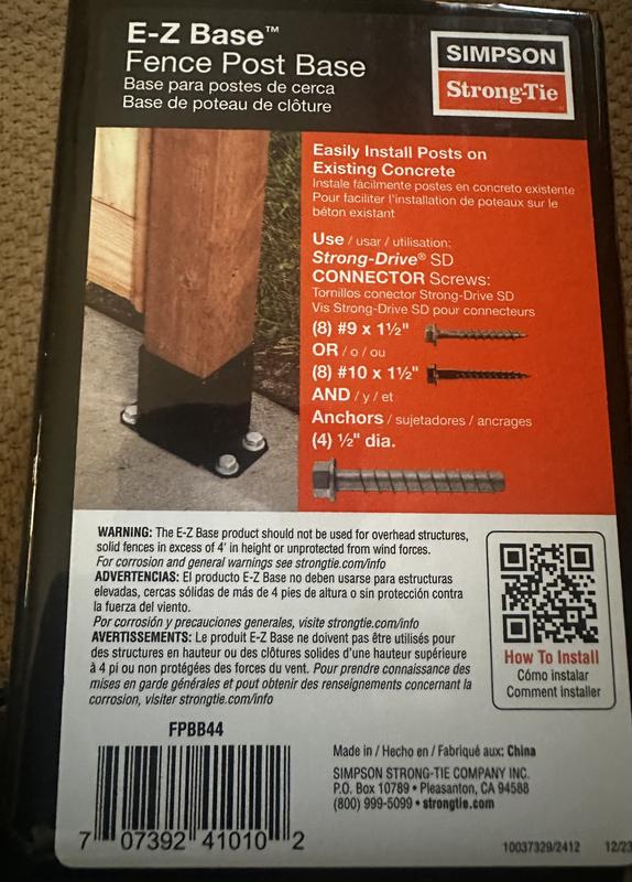 Simpson Strong-Tie E-Z Base 4-in x 4-in Powder-coated Wood to concrete ...