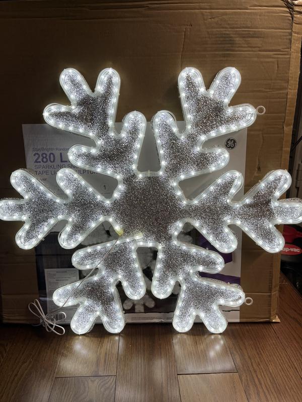 GE 28-in LED Silver Snowflake Hanging Decoration 82248LO at Lowes.com