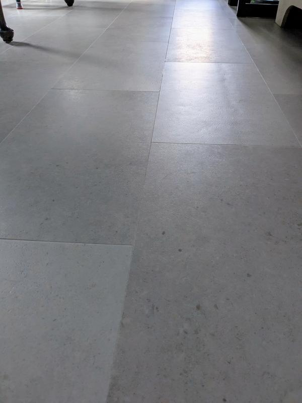 Pergo Marbella Limestone Gray Stone Look 22-mil x 12-in W x 24-in L ...