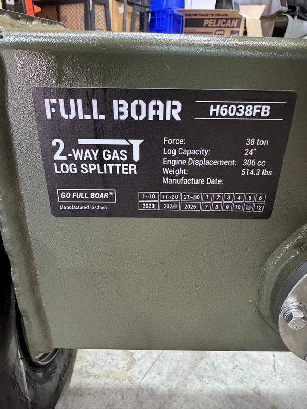 FULL BOAR H6038FB 38 -Ton 306-cc Horizontal and vertical Gas Log ...