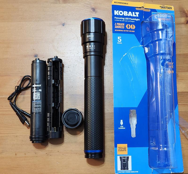 Kobalt 6000-Lumen 5 Modes LED Flashlight with Rechargeable with ...