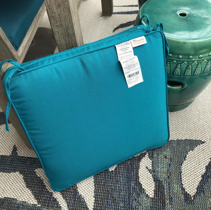 Mozaic Company Sunbrella 19-in x 19-in Canvas Teal Patio Chair Cushion ...