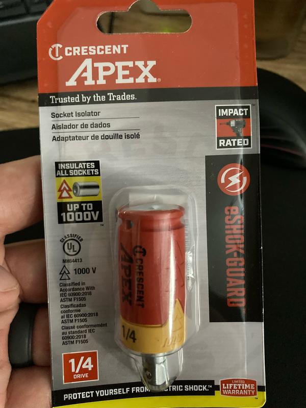 Crescent eSHOK-GUARD 1/4-in to 1/4-in Standard Socket Adapter CAEAD316 ...