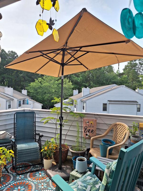 Crestlive Products 9-ft Steel Red Push-button Tilt Market Patio ...