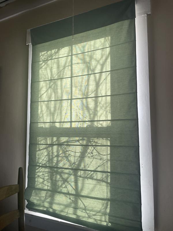 allen + roth 35-in x 64-in Sea Mist Room Darkening Cordless Roman Shade ...