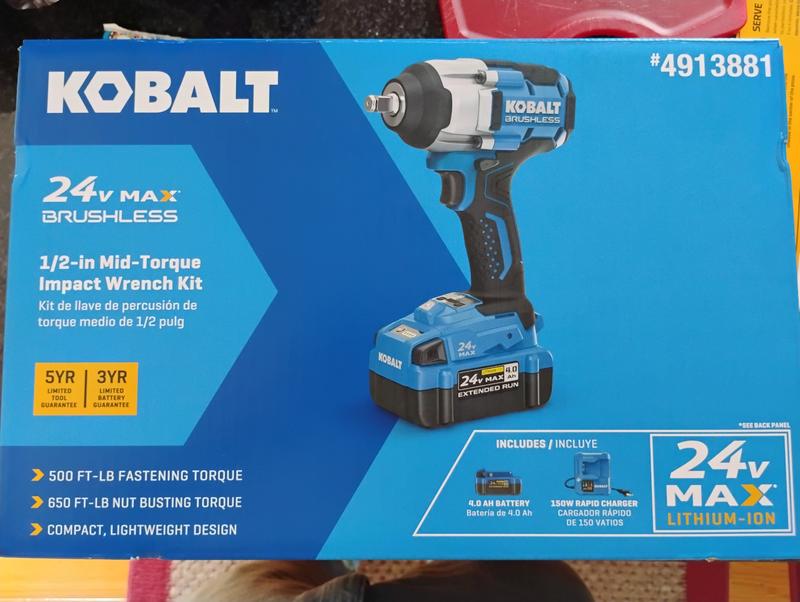Shop Kobalt 24V Brushless Mid-Torque Impact Wrench Dual Battery Kit at ...