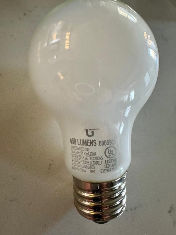 Utilitech Led light bulb 40 -Watt EQ A19 Soft white Screw bases Dimmable LED General purpose ...