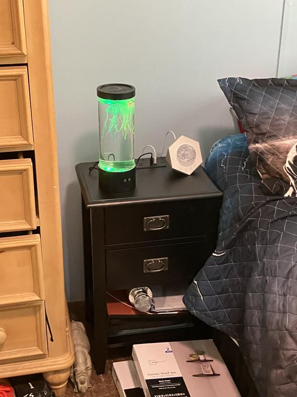 Vecelo Set of 2 Nightstand with Charging Station End Bedside Table with ...