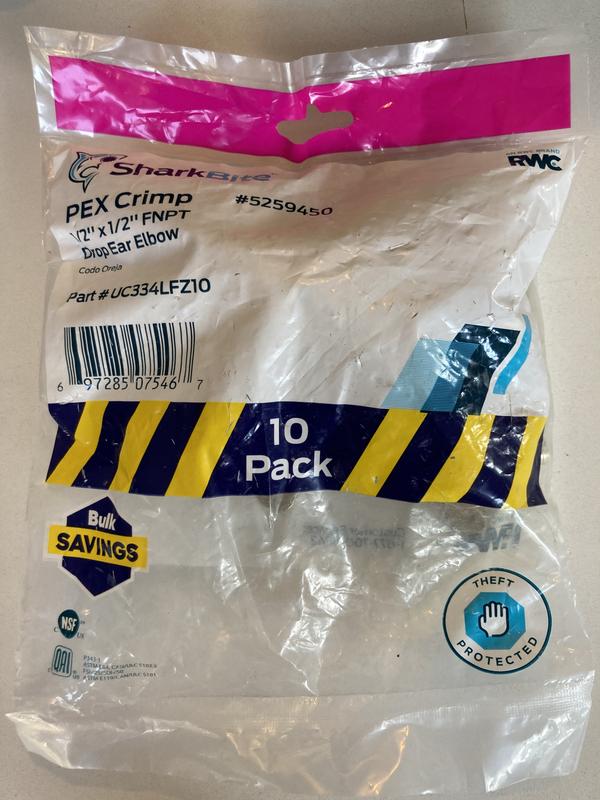 SharkBite 1/2-in PEX Crimp x 1/2-in FNPT Brass 90-Degree Female Drop ...