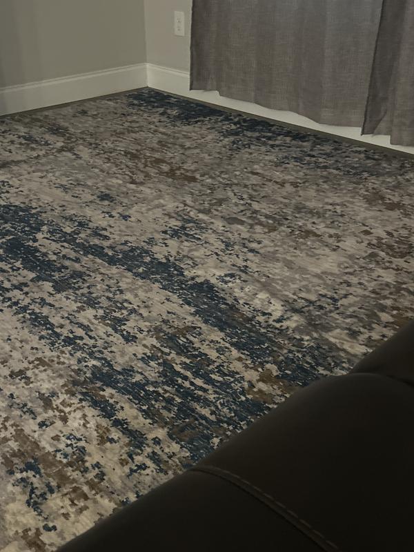 Garvee 10 x 13 (ft) Loomed Polyester Gray Rectangular Indoor Abstract ...