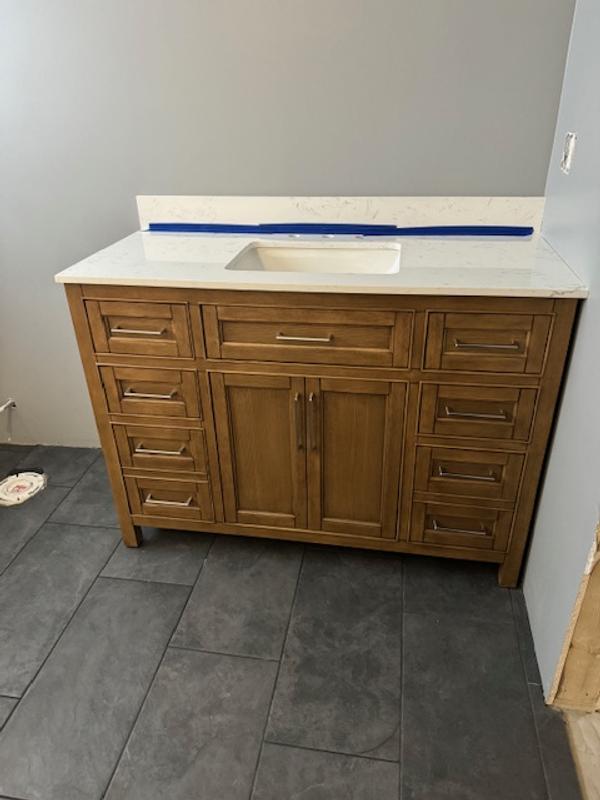 allen + roth Connery 48-in Warm Oak Undermount Single Sink Bathroom ...