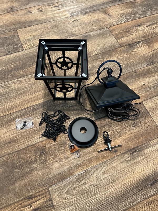 allen + roth Amelia Matte Black Traditional Clear Glass Lantern Mini ...