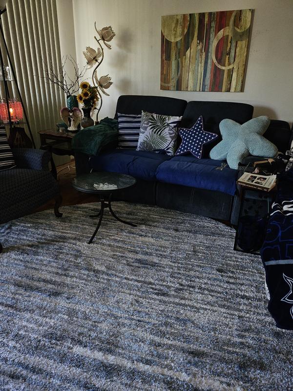 Origin 21 Blue Lines 8 X 10 (ft) Gray/Blue Indoor Stripe Area Rug 1N ...