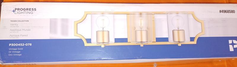Progress Lighting Teigen 23.5-in 3 Light Gold Traditional Bathroom ...