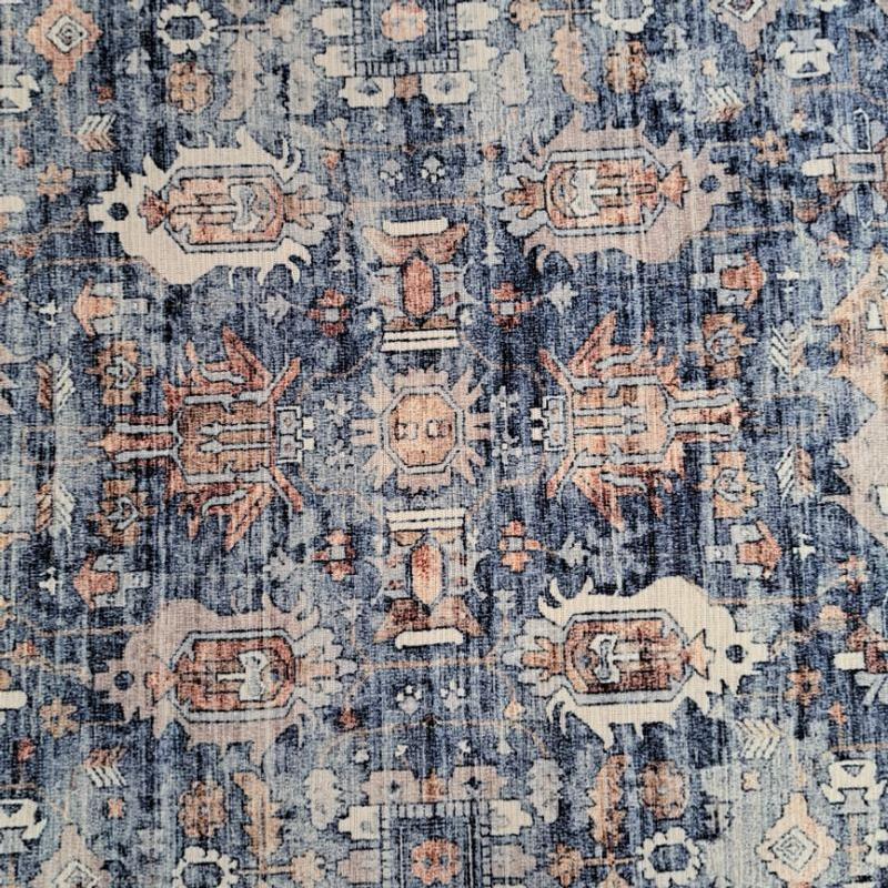 allen + roth Machine Washable Blue Traditional 8 X 10 (ft) Blue Indoor ...