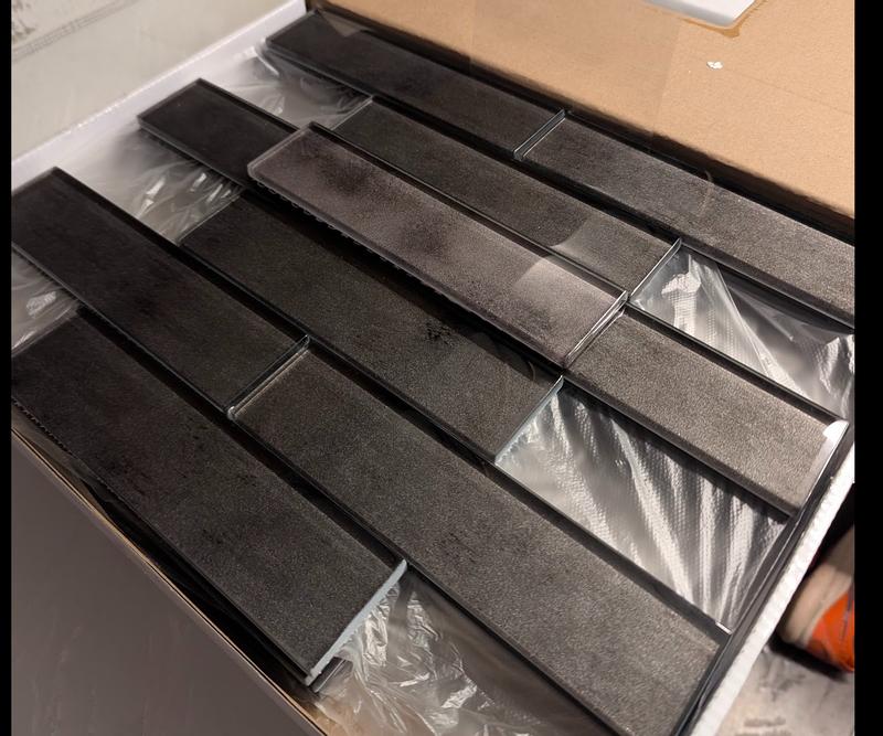 Apollo Tile Cosmos Fossil Gray 12-in x 12-in Glossy Glass Brick Subway ...