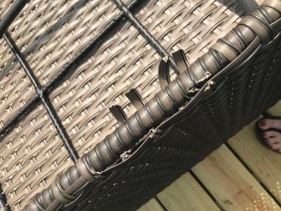 Leisure Made Trenton 4-Piece Wicker Patio Conversation Set with Blue ...