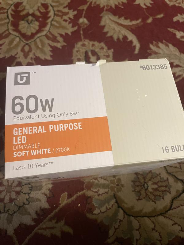 Utilitech 60 -Watt EQ A19 Soft white Screw bases Dimmable LED General ...