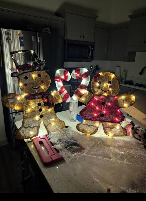 Zyerch 2-Pack Lighted Christmas Gingerbread Man Decorations 80 Warm ...