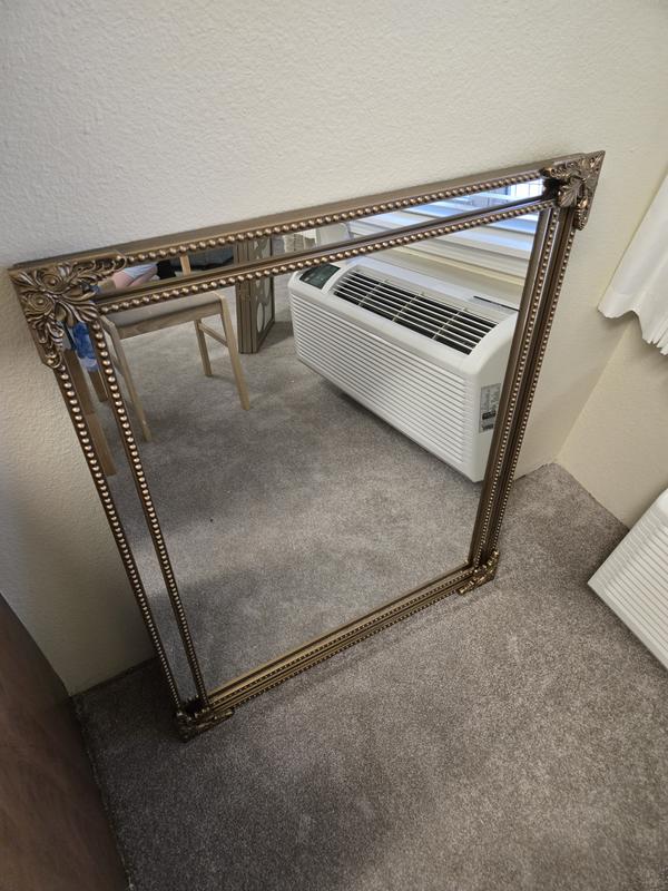 Keonjinn 24-in W x 36-in H Rectangle Distressed Gold Framed Wall Mirror ...
