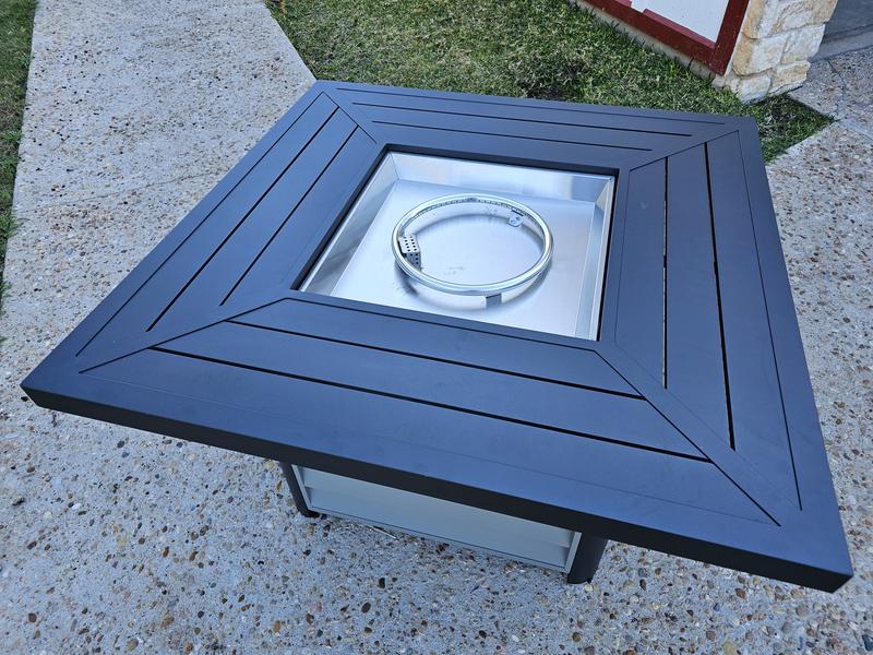 Octans 41.9-in W Dark Gray Aluminum Square Tabletop Propane Gas Fire ...